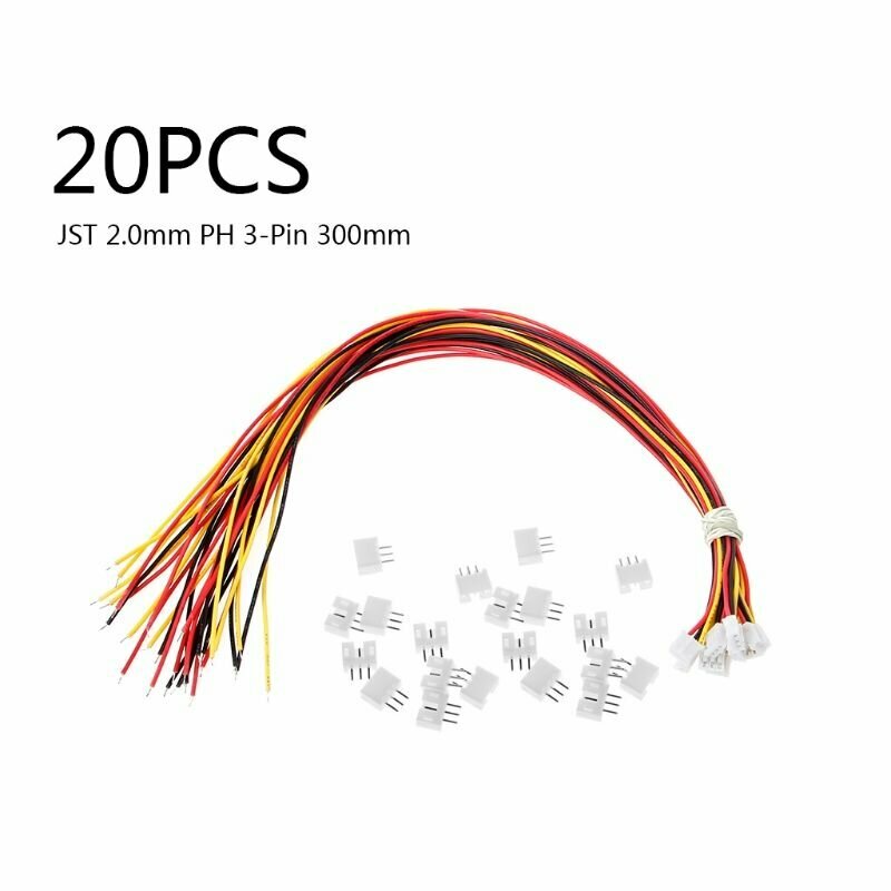 (20 пар в наборе) 20 комплектов JST 2.0mm PH 3-Pin соединительных кабелей, 300 мм