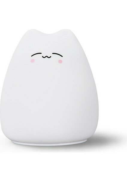 Лампа ночная котик из силикона, разноцветная, материал силикон, вес 145 г, размер 102*90 мм, работает от батарейок AAA (не включены), режимы освещения: обычный теплый белый свет, 7 цветов мигающий свет, режим ожидания, время заряда около 3 часов,