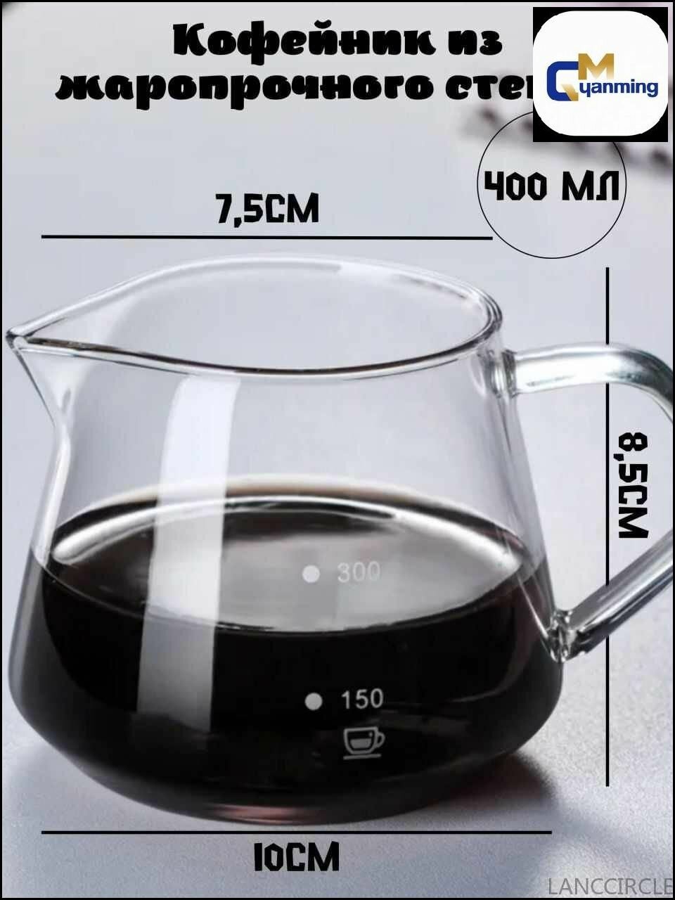 Кофейник стекло, молочник 400мл, мерный стакан LANCCIRCLE