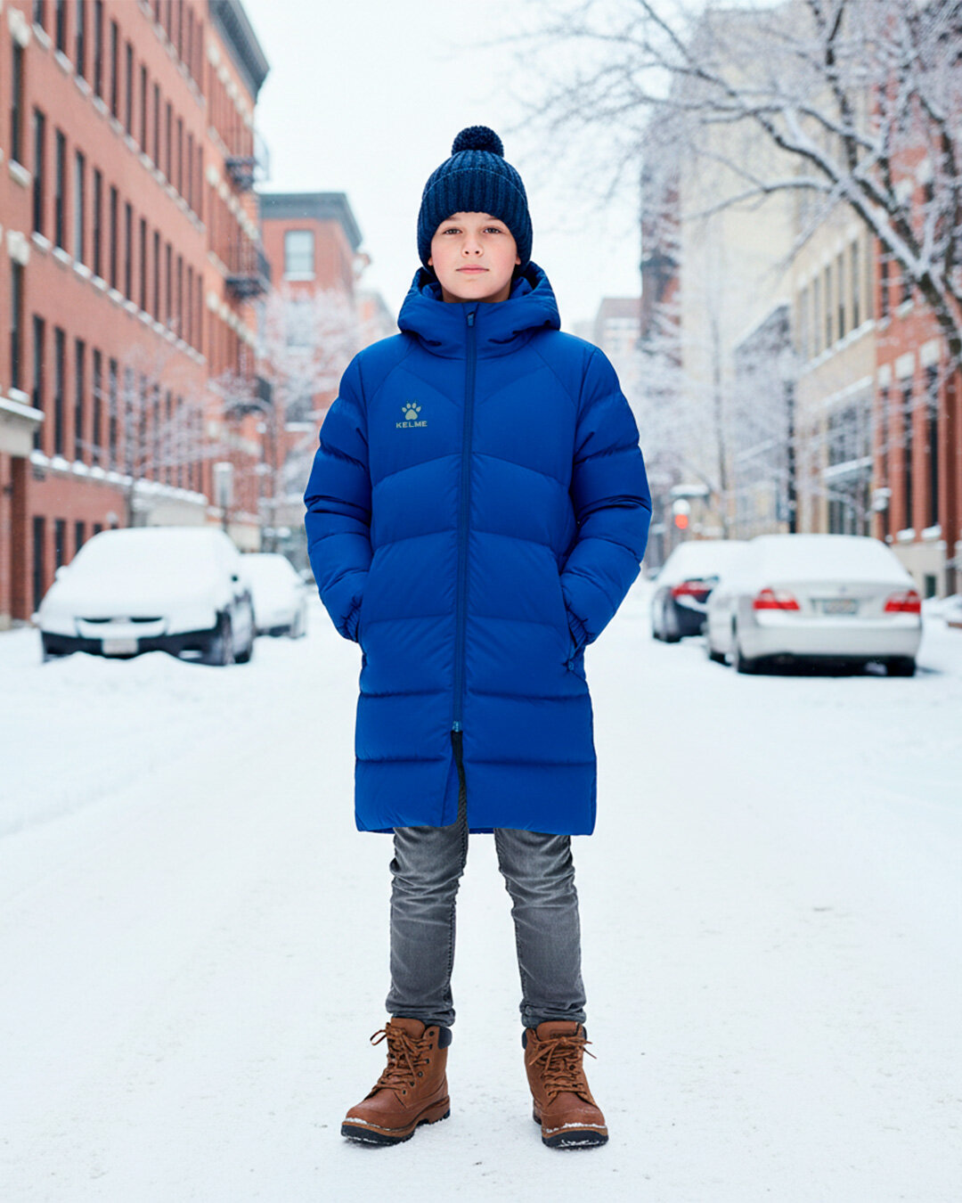 Пуховик Пуховик зимний "Long Down Jacket", для девочек и мальчиков, утеплитель пух/перо, удлиненный, с капюшоном