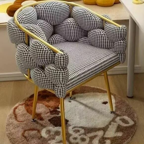 Кресло, 1 шт, 58х40х64 см. Золотой каркас - клетка - без подушки