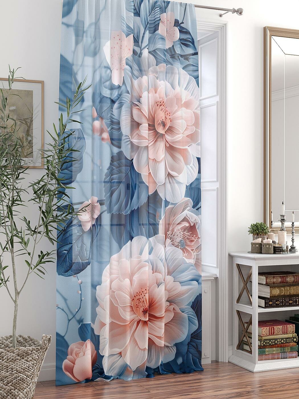Штора для спальни и гостиной готовая 150x270 см с рисунком (946020-270)