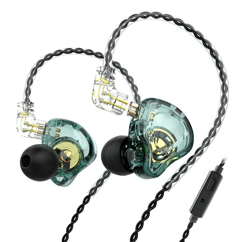 TRN MT1 In-Ear Monitor Headphones с 10mm Dual Magnetic Composite Dynamic Driver, Noise Canceling, Wired Earbuds, Type: Without Mic, With Mic, With Mic type-c jack, Color: Black, White, Green, Connector Type: 2Pin, Cable Length: 1.25m±5cm