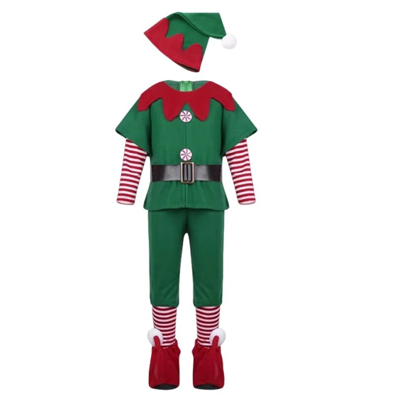 Рождественский костюм эльфа для детей, 3T(110), 4 Pcs Set D