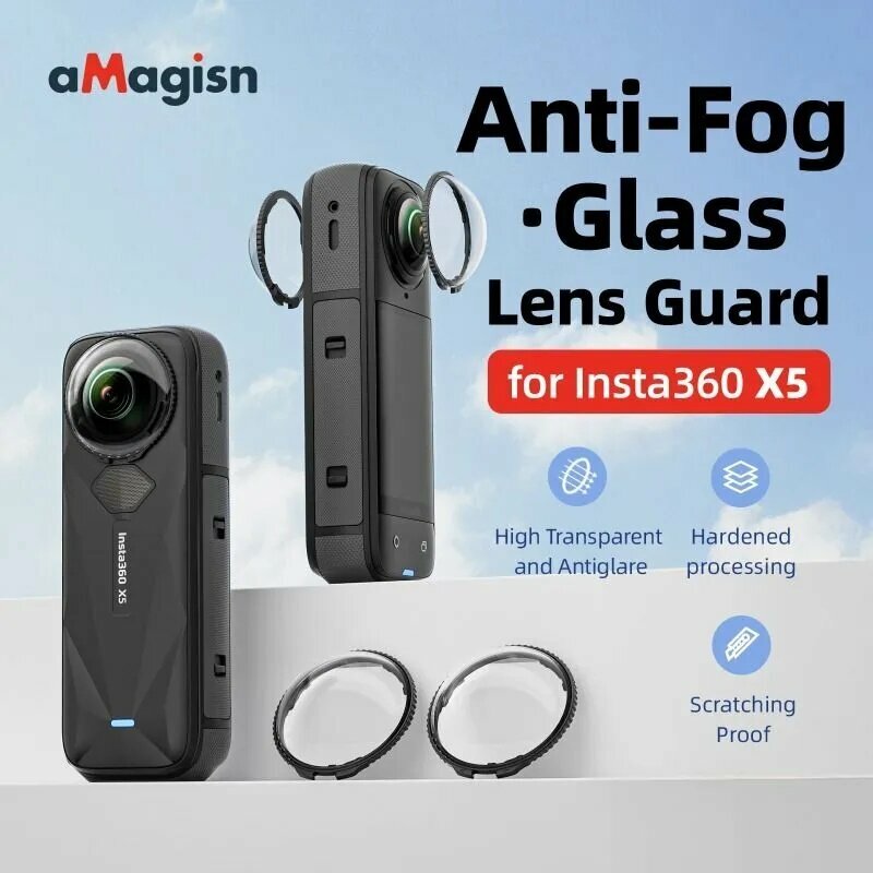 AMagisn Стандартный защитный фильтр из стекла с высокой пропускаемостью для Insta360 X5. Устойчив к царапинам и износу. Аксессуар.
