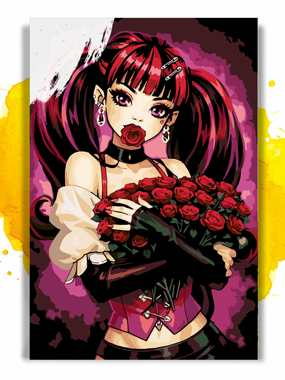Картина по номерам на холсте Monster High - Цветочная Дракулаура, 40 х 60 см