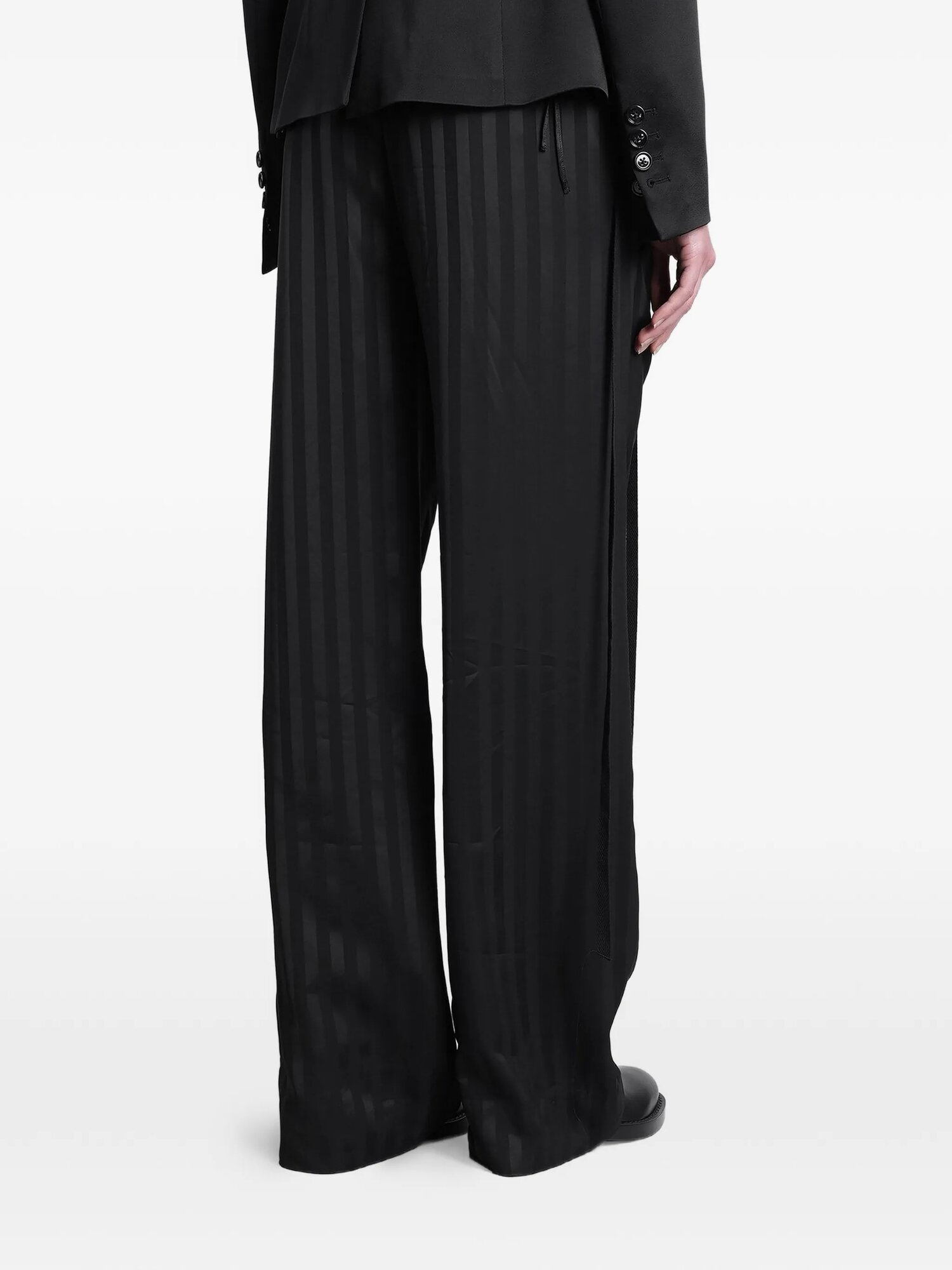 Брюки Ann Demeulemeester Anneke stripe-pattern trousers, размер 42, black/black — фото 1