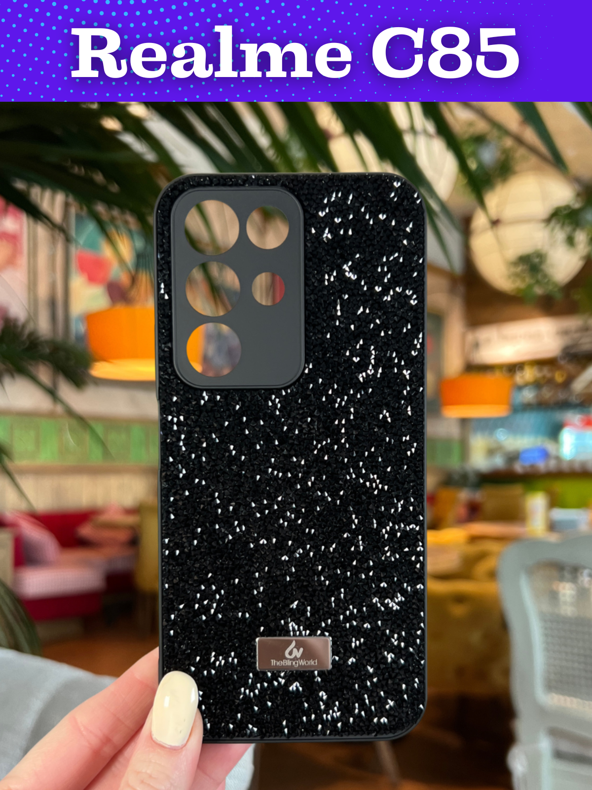 Чехол на Realme C85 / Реалми С85 силиконовый the bling world (Черный)