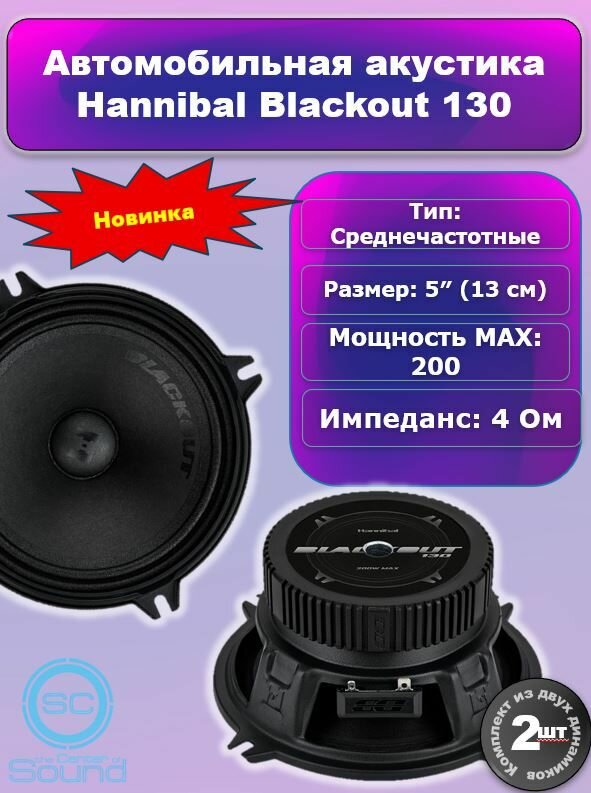 Колонки в машину ALPHARD Hannibal Blackout 130 / 13 см