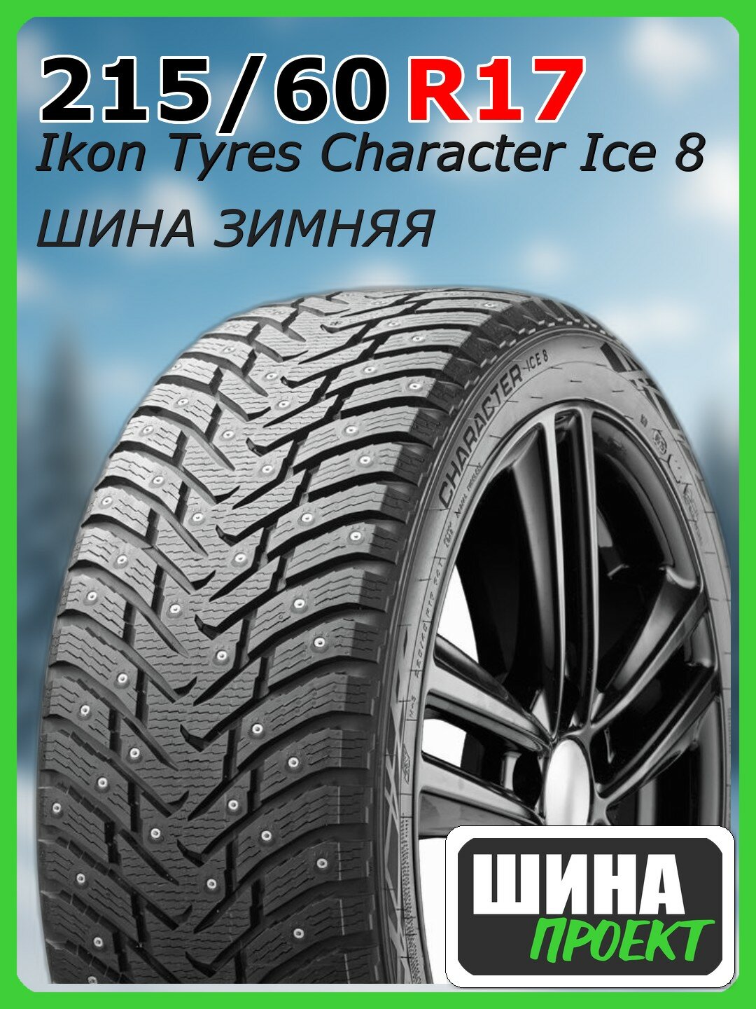 Шина зимняя шипованная Ikon Tyres 215/60/17 T 100 Ikon Character Ice 8 XL Ш. для легковых автомобилей TS78054