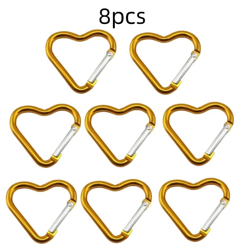 Карабин сердечком из алюминия для альпинизма Желтый, gold-8pcs