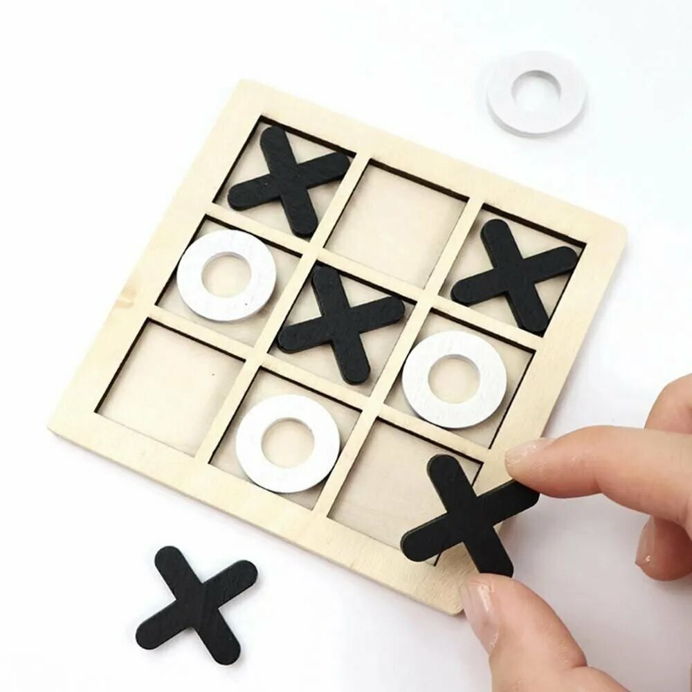 Деревянная игра Tic Tac Toe，Детская развивающая настольная игра