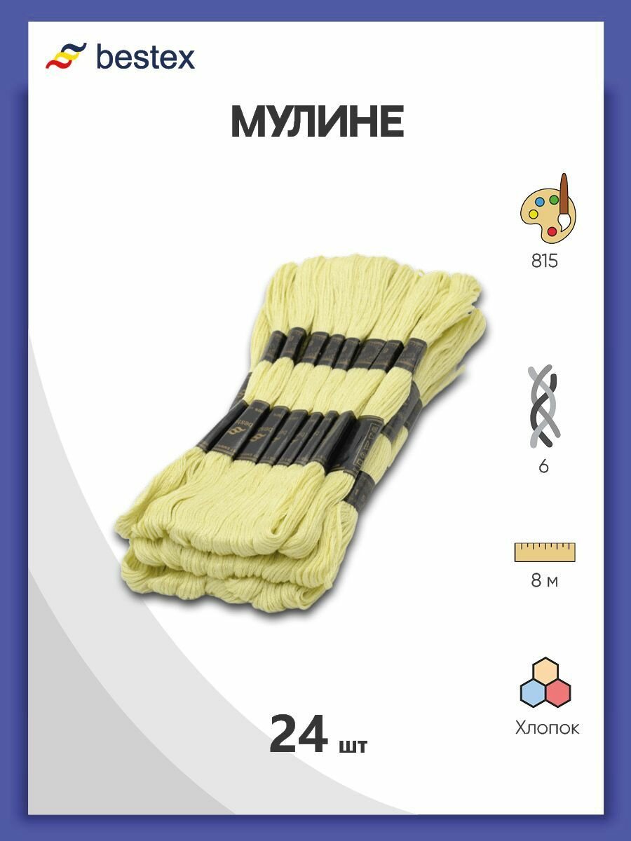 Мулине одноцветный набор Bestex, мерсеризованный хлопок, 24 шт (815)