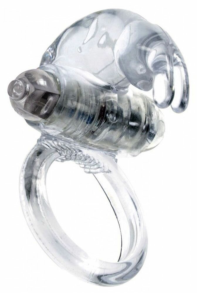 Прозрачное эрекционное виброкольцо с клиторальным зайчиком, Boys of Toys, прозрачный