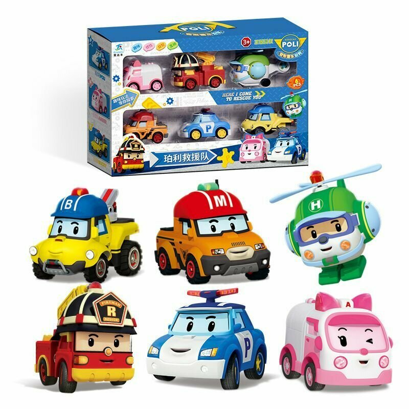 Robocar Poli Игрушечная Машина, Не Трансформируемая (6 Машины)новые Зимние Товары