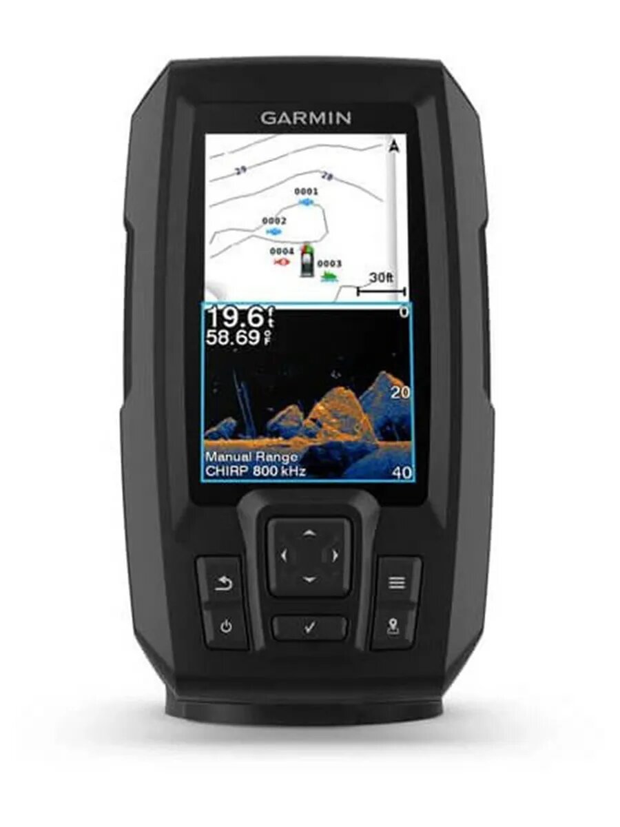 Эхолот Garmin Striker Plus 4 с датчиком 77/200, GPS, цветной дисплей, 4 дюйма, черный