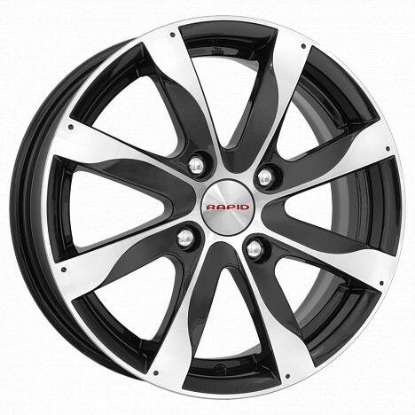 КиК Джемини 14x5.5 4x100 et39 dia56.6 Чёрный глянцевый с полированной лицевой частью