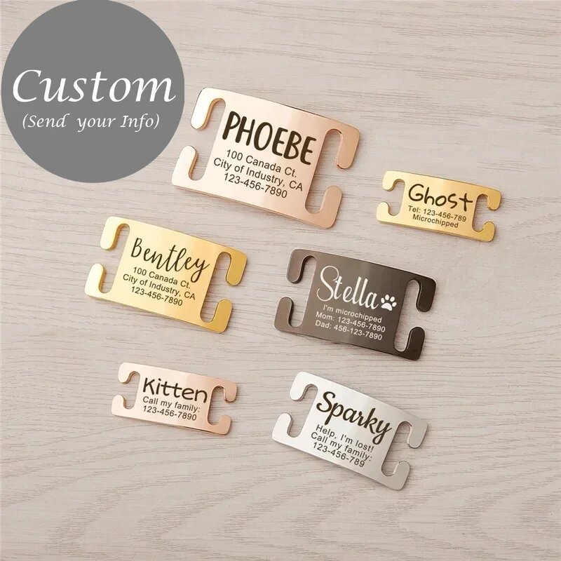 Персонализированная идентификационная бирка для домашних животных с гравировкой для собак и кошек — прочный ошейник из нержавеющей стали, аксессуары для табличек 2025 г.