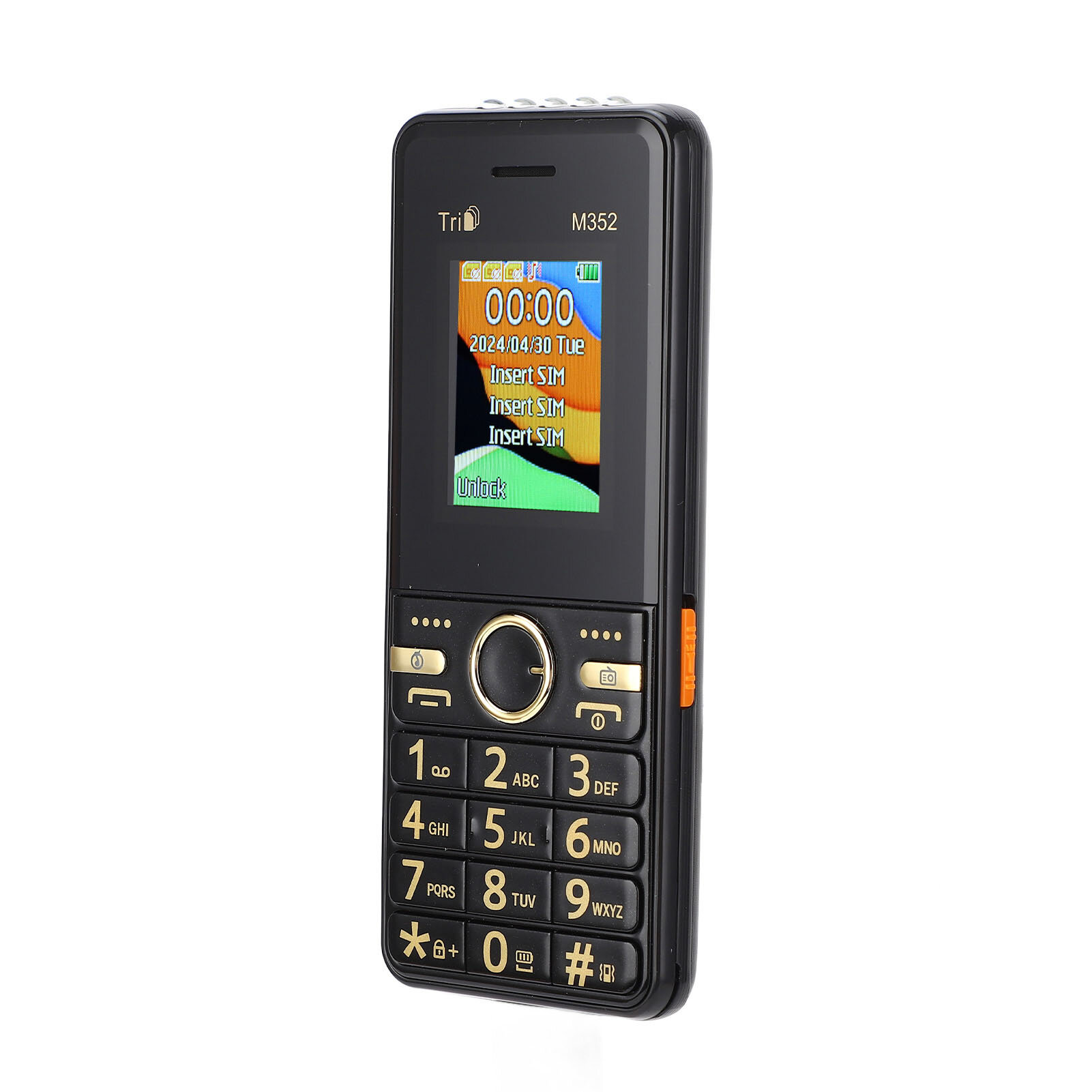 Стационарный мобильный телефон для пожилых 2G GSM с 3 SIM-картами, батареей 3600mAh, разблокированный кнопочный телефон, черный цвет, разъем EU, 100‑240V, экран 1.8 дюйма, поддержка памяти до 16GB, вес 170г, размеры 130x53x15mm, модель M352