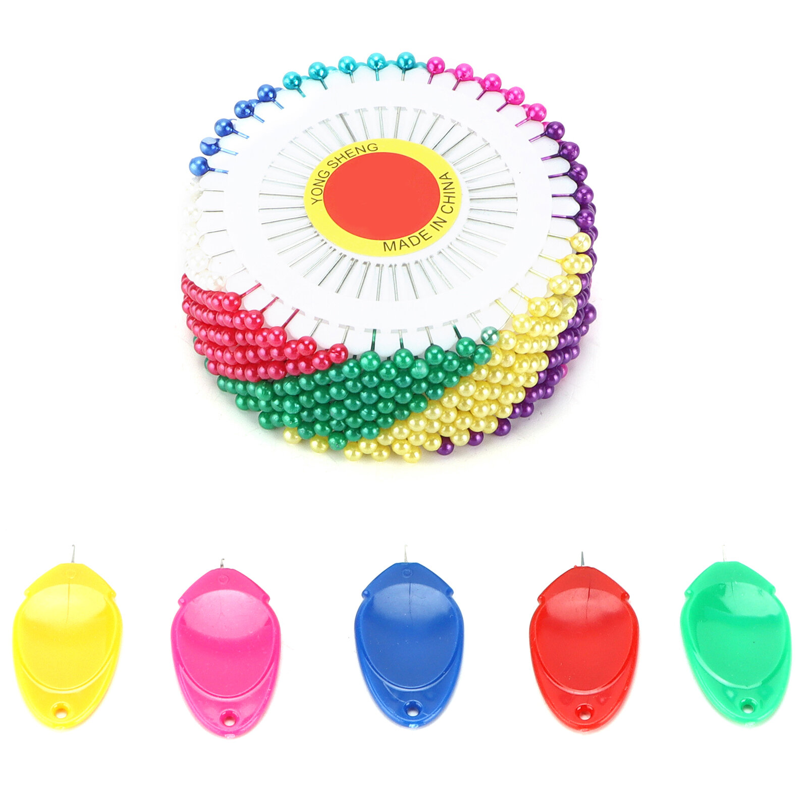 Шинные булавки с несколькими цветными пластиковой иглой с нитью для украшения украшения.