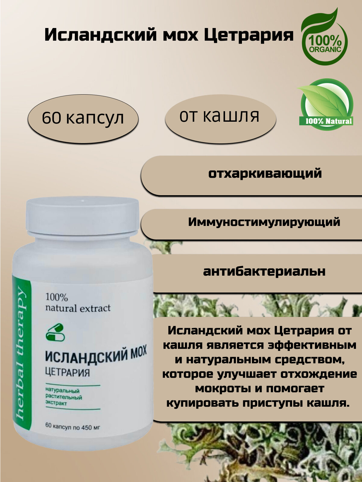 Исландский мох Алфит Плюс Цетрария, капсулы, для иммунитета, ЖКТ