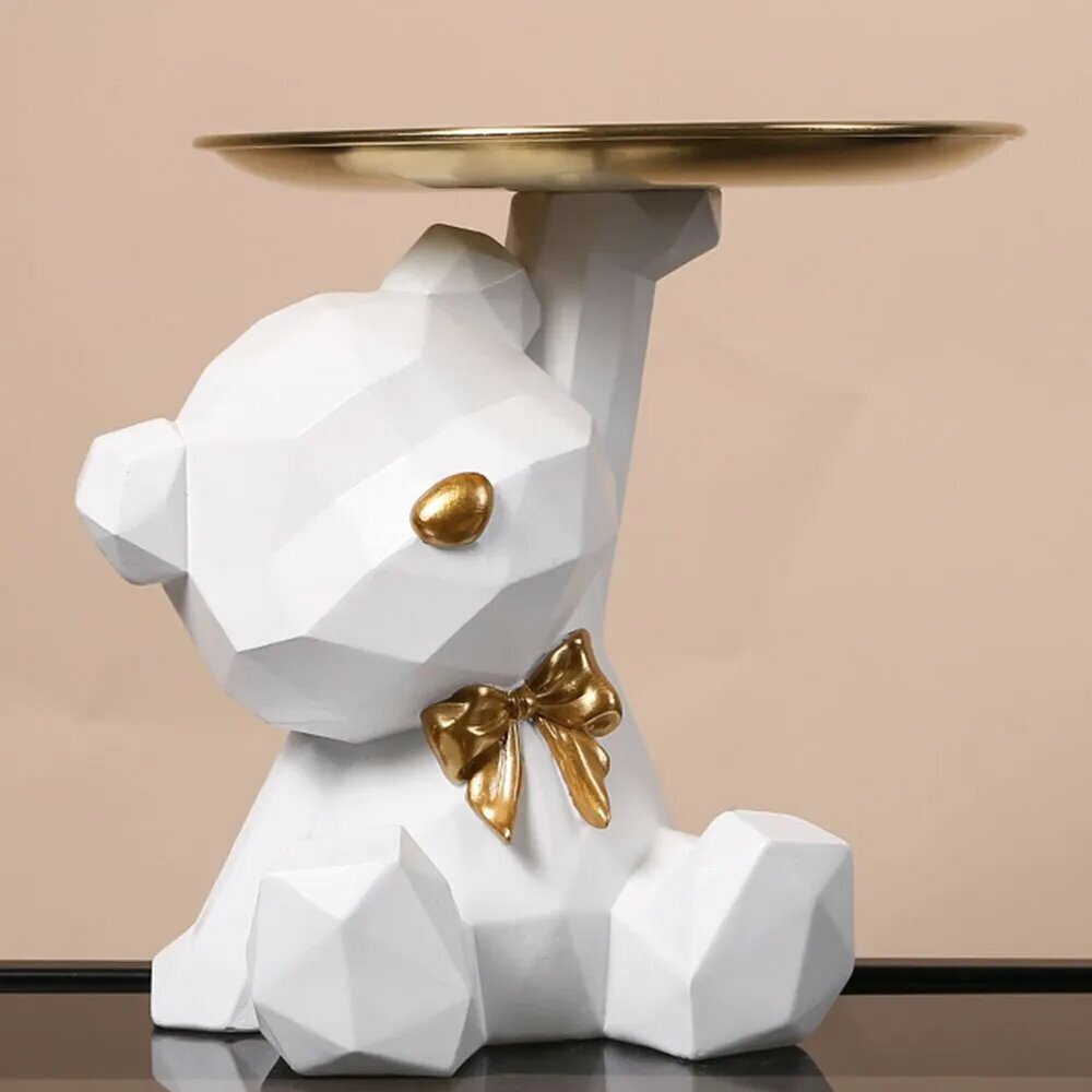 Декоративный поднос "Геометрический мишка", смола, 17.5x13 см