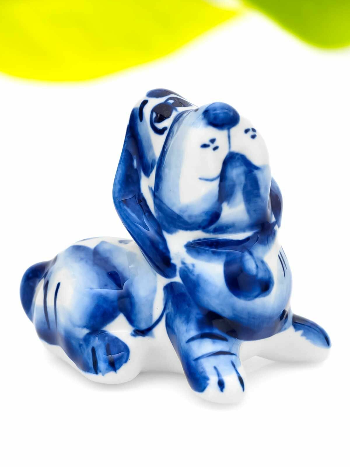 Фигурка коллекционная - Собака, Гжель, Фарфор, 6 см