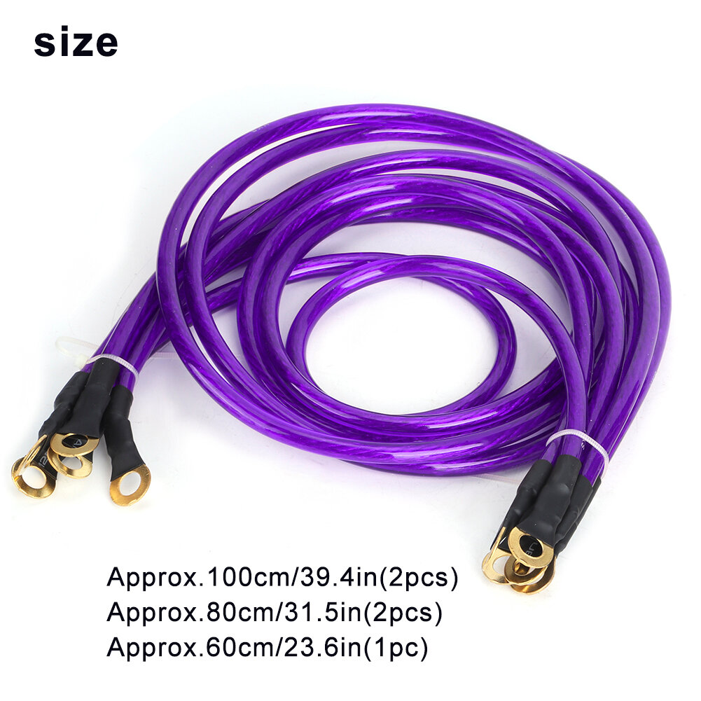 Универсальный 5-точечный автомобильный заземляющий провод, усиленный комплект для системы заземляющего кабеля, модификация, фиолетовый