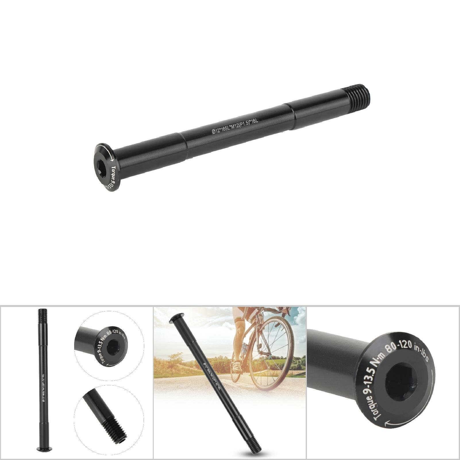 Полые втулки из алюминиевого сплава для горного велосипеда, трубчатый вал, велосипедная вилка, ось, рычаг, аксессуары (12*165L*M12(P1.5)*16L(C))