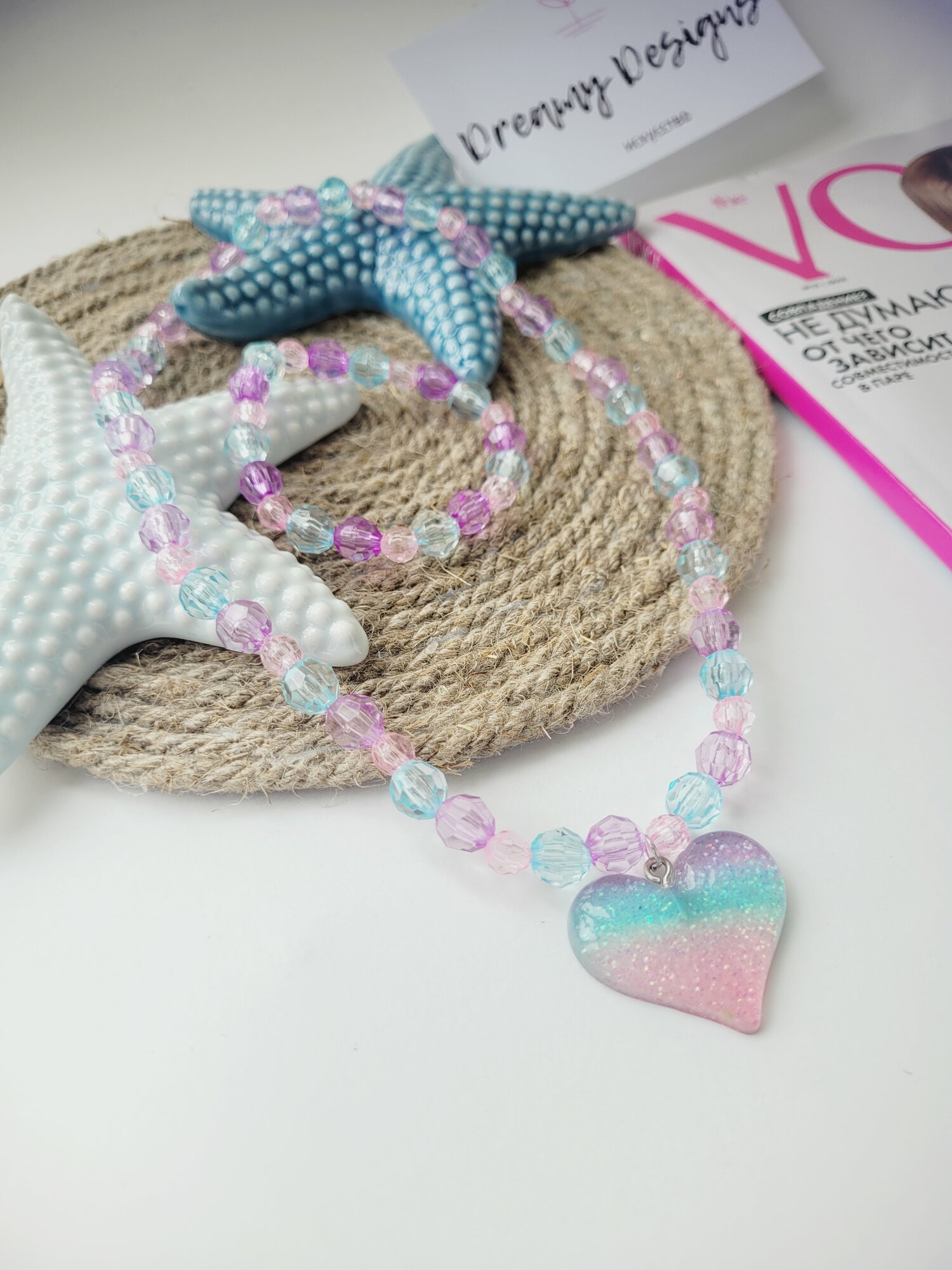 Комплект бижутерии: браслет, чокер, подвеска, полимерная глина