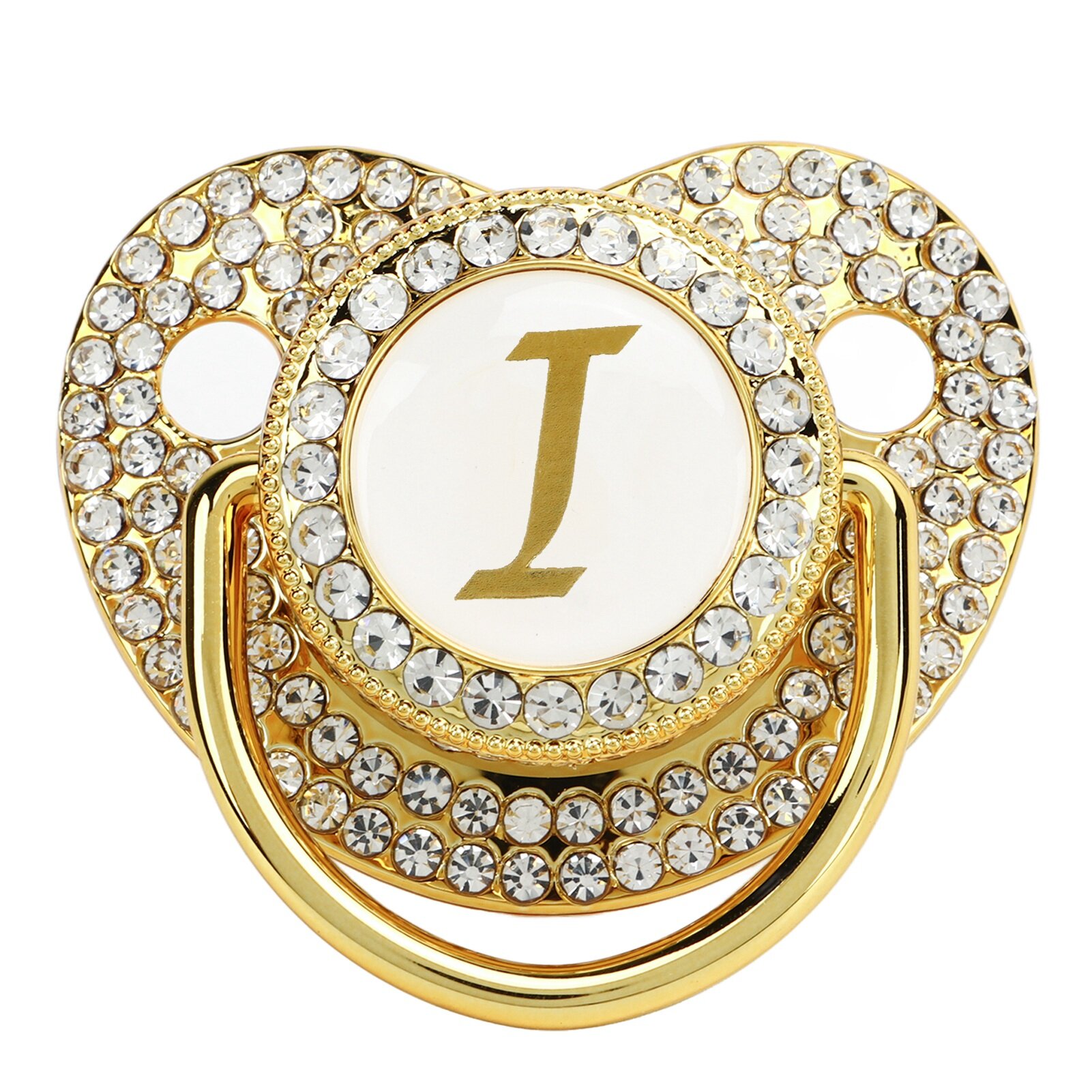 Блестящая соска Baby Bling, золотая соска-клипса в форме буквы I, изогнутая соска с пылезащитным колпачком для новорожденного.