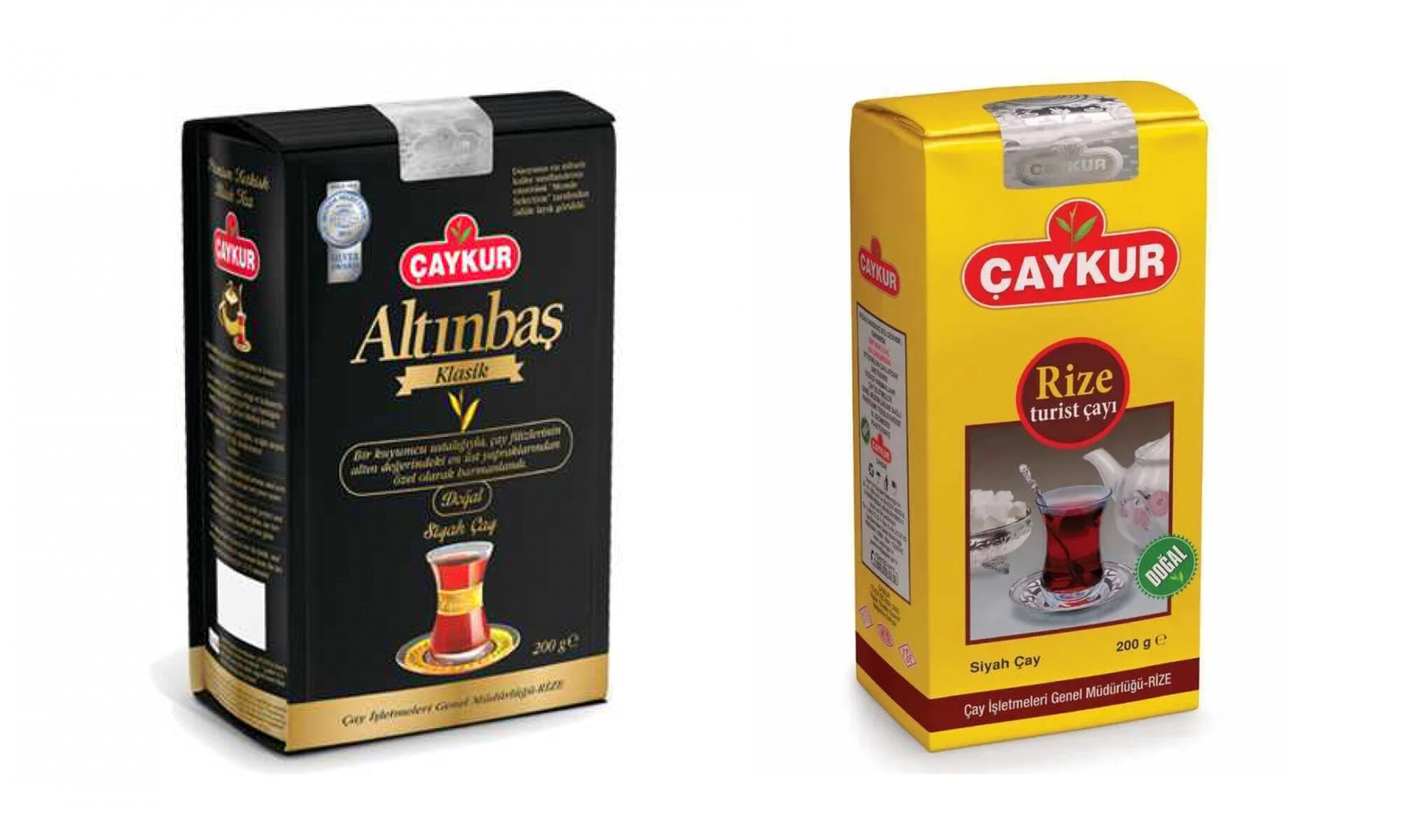 Набор турецкого черного байхового чая (Алтынбаш классик и Ризе турист), "Caykur", Siyah cay Seti (Altinbas Klasik ve Rize Turist), 200гр (2шт.)