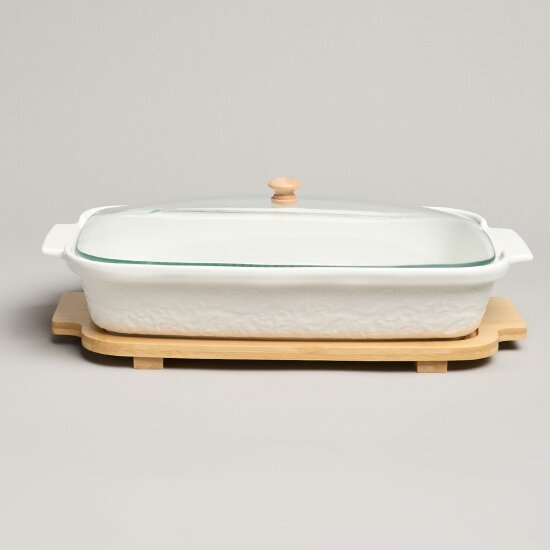 Блюдо для сервировки Lefard "MUSE" с крышкой на подставке, 34,5х21х11 см, 1400 мл