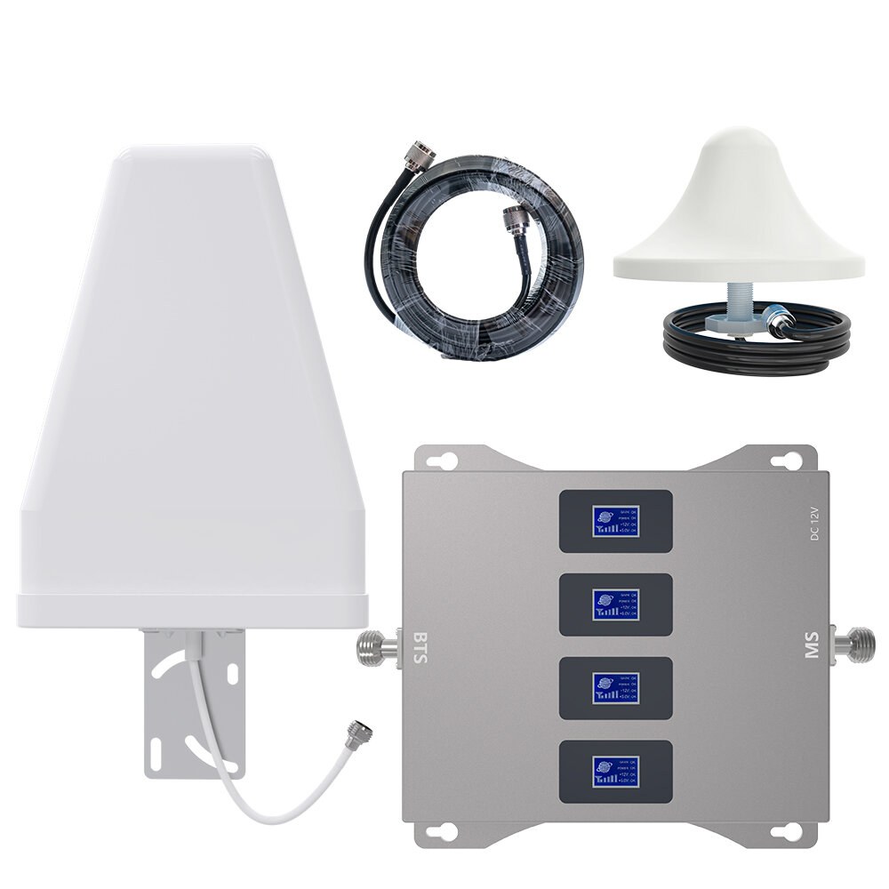 4-Band Cell Phone Signal Boosters 800/900/1800/2100MHz GSM DCS 2G/3G/4G/LTE Repeaters Mobile Amplifier for Indoors & Outdoors