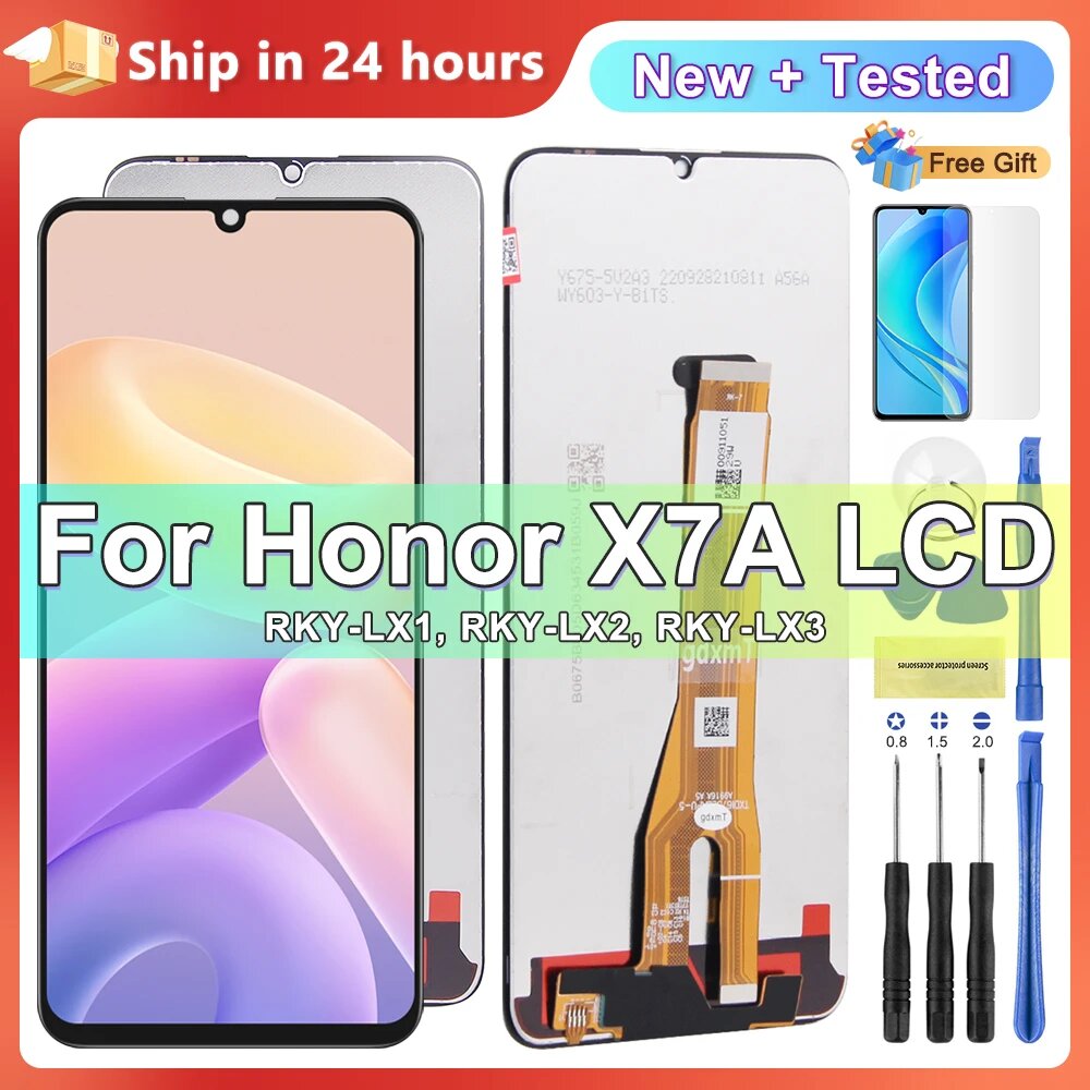6,75 "для Honor X7A ЖК-дисплей с сенсорным экраном и дигитайзером для Honor RKY-LX1 RKY-LX2, запасные части в сборе дисплея Black No Frame