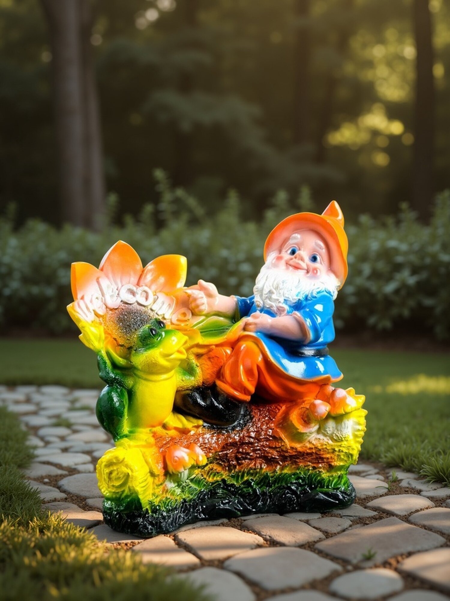 Садовая фигура Хорошие сувениры "Гном с лягушкой", гипс, 25 см