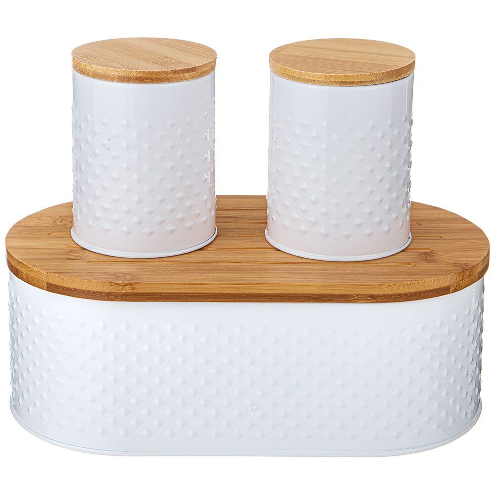 Хлебница agness 33,8х18х12 см с 2-мя банками д/сып. прод. d10 см , h11 см , white