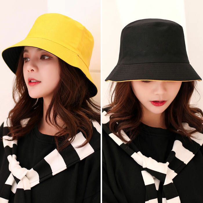 Женская летняя корейская версия, модная студенческая рыбацкая шляпа, универсальная шляпа от солнца, японская шляпа для бассейна со знаменитостями в Интернете, мужская двусторонняя солнцезащитная шляпа