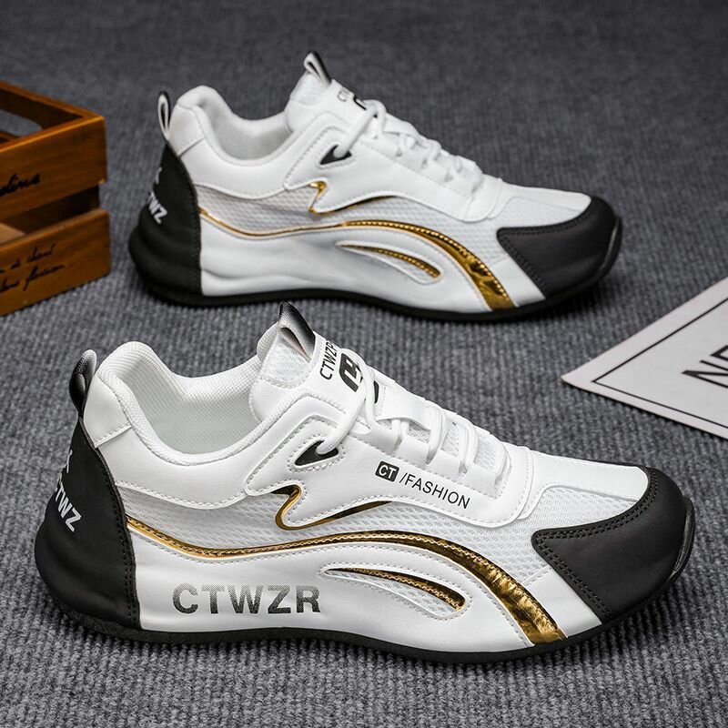 LUO Кроссовки Мужчины Лето Дыхающие Увеличенная Подошва Сетка/GK267 white and black