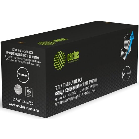 Картридж лазерный Cactus CSP-W1106-MPSXL W1106A черный (10000стр.) для HP Laser 107a/107r/107w/135a