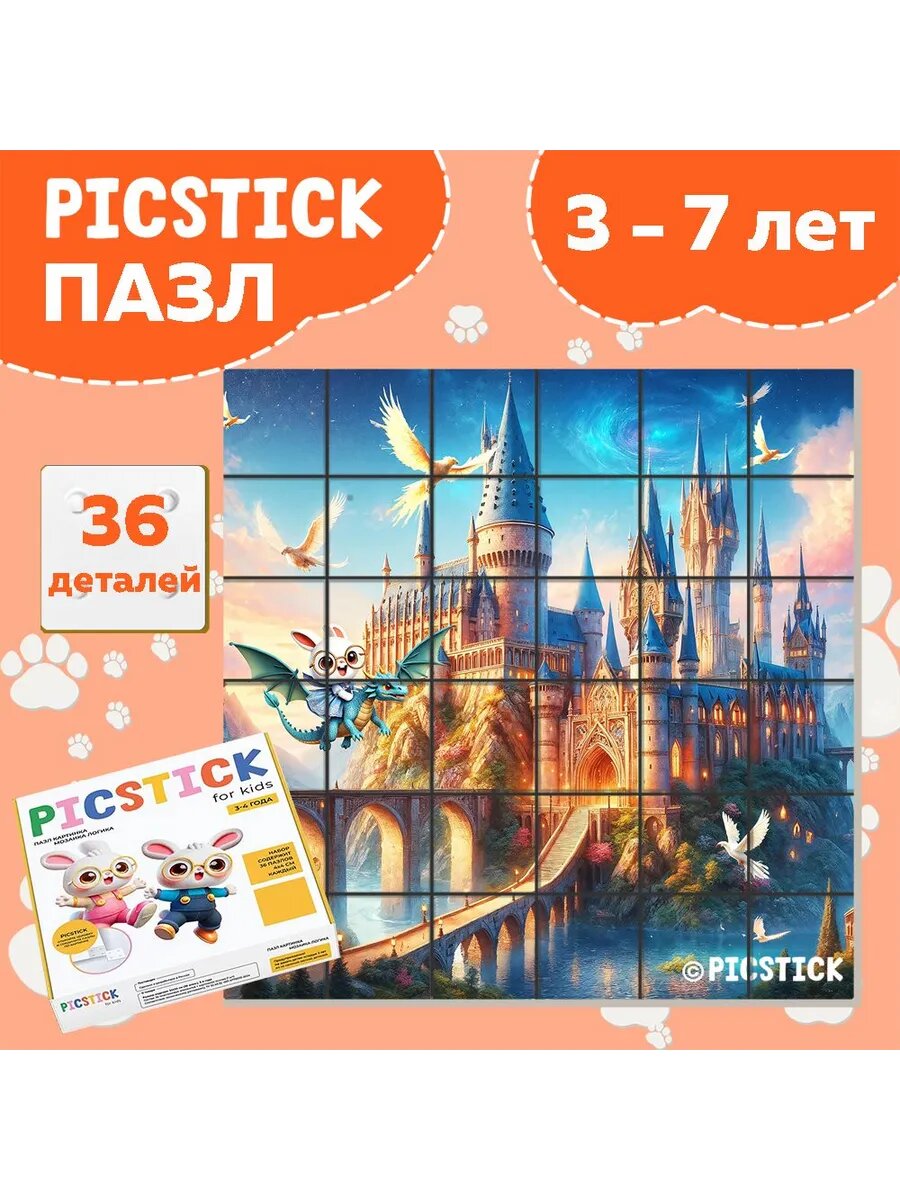 Пазл для детей Волшебный замок 36 эл. 24*24 см