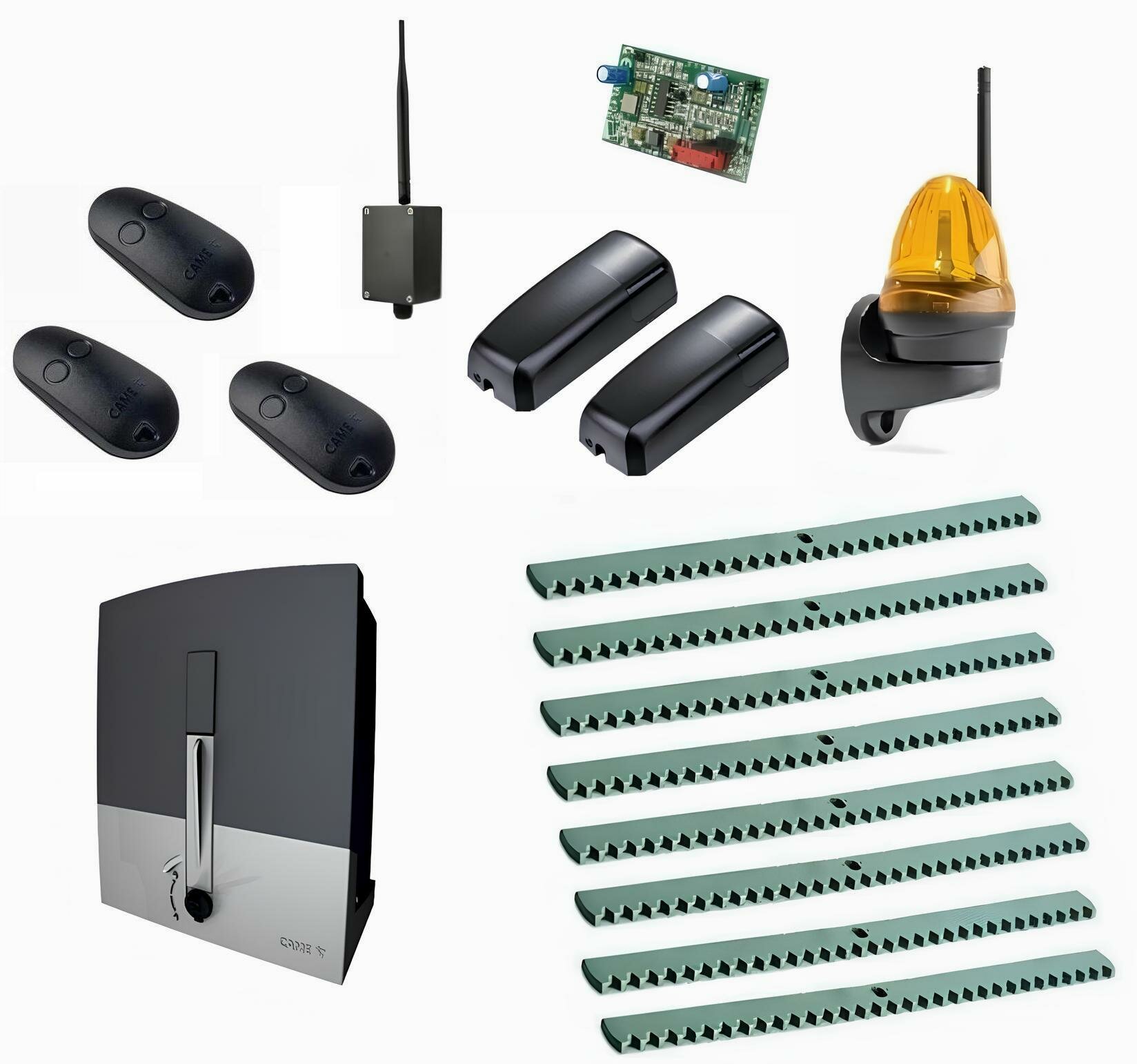 Автоматика для откатных ворот BXL04AGS FULL8-K-BT-Т3, комплект: привод, радиоприемник, 3 пульта, фотоэлементы, лампа, 8 реек, Bluetooth-модуль