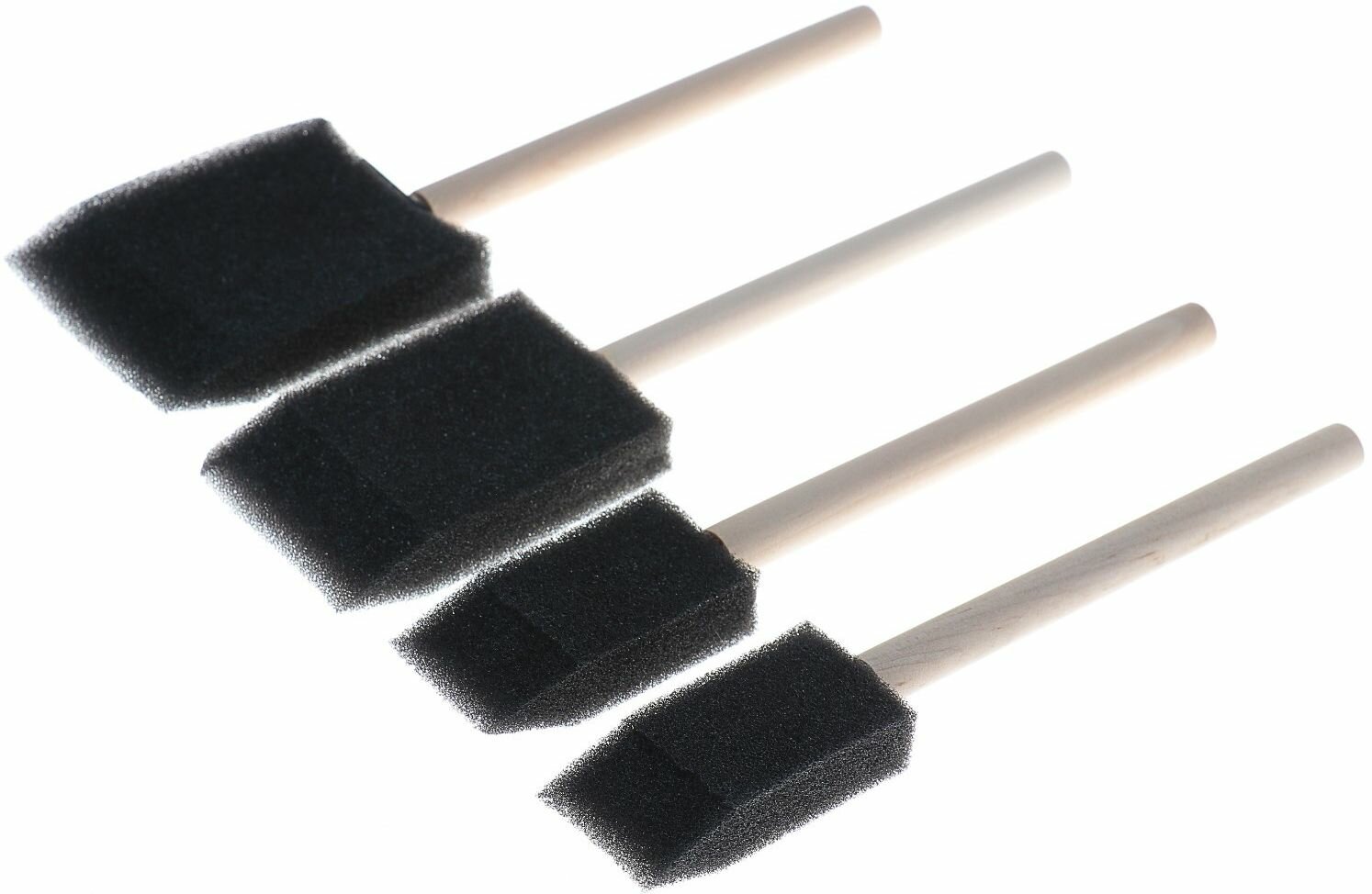 Набор кистей "Спонж" плоские поролоновые, 4 штуки, с деревянной ручкой, для рисования и детского творчества