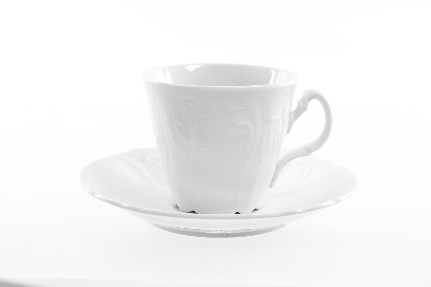 Чашка 180 мл с блюдцем 160 мм высокая коническая; "Bernadotte", недекорированная, (6 пар), Thun/ БТФ0964