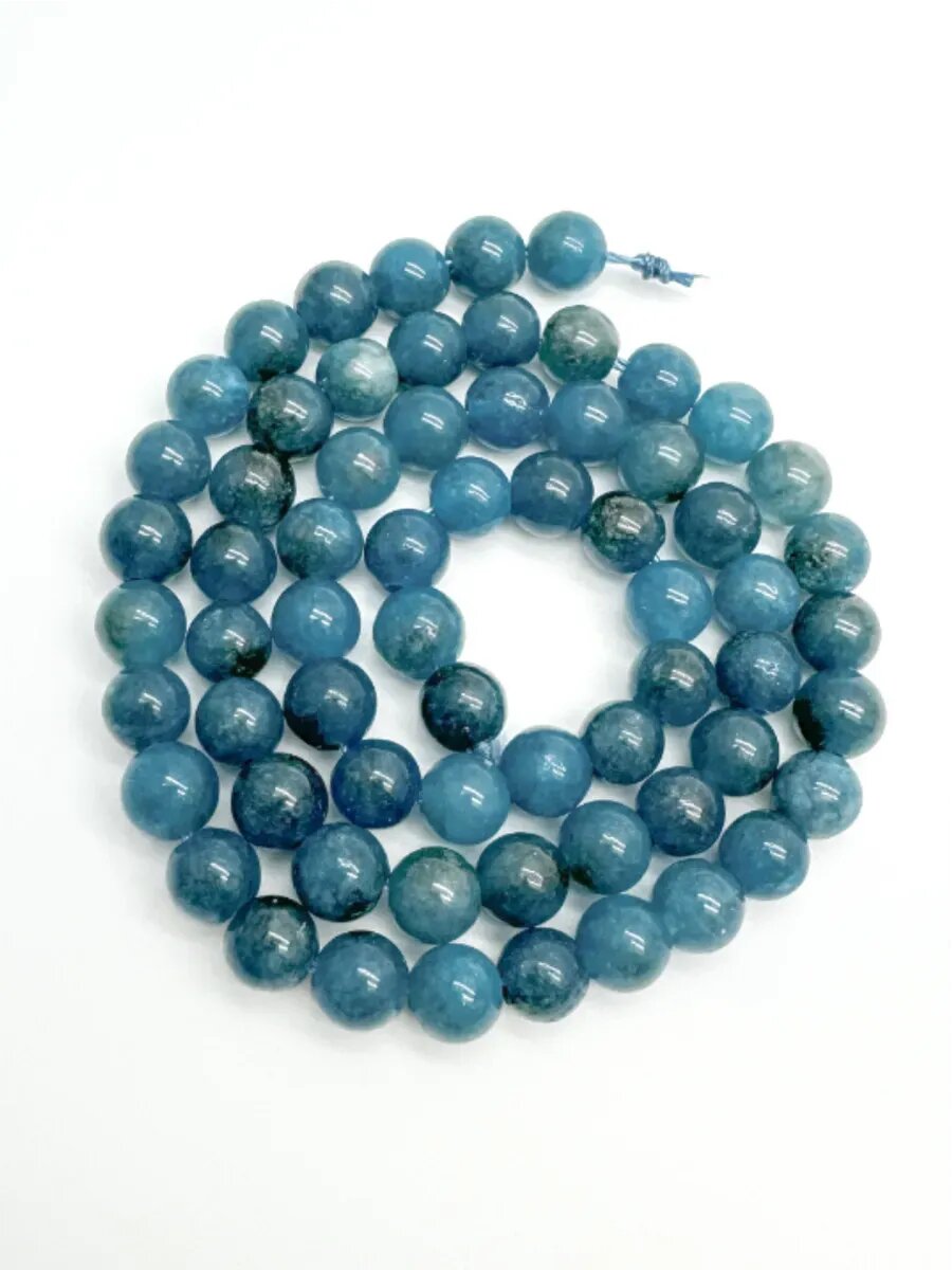 1101 Камни природного агата для ожерелья синие 6мм 1 нить A+