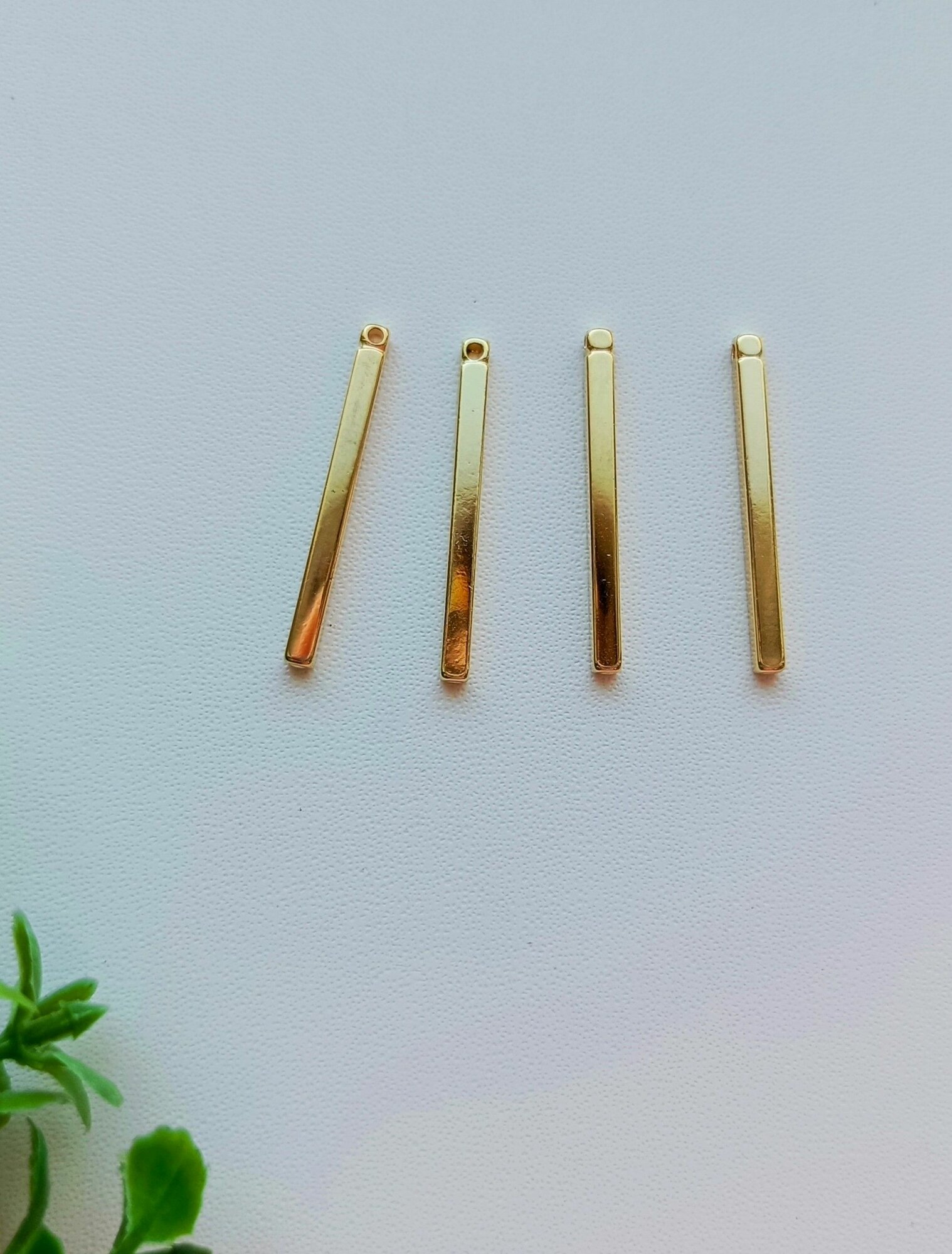 Подвеска Палочка (4 шт). Латунь, позолота. Корейская фурнитура для бижутерии, украшений