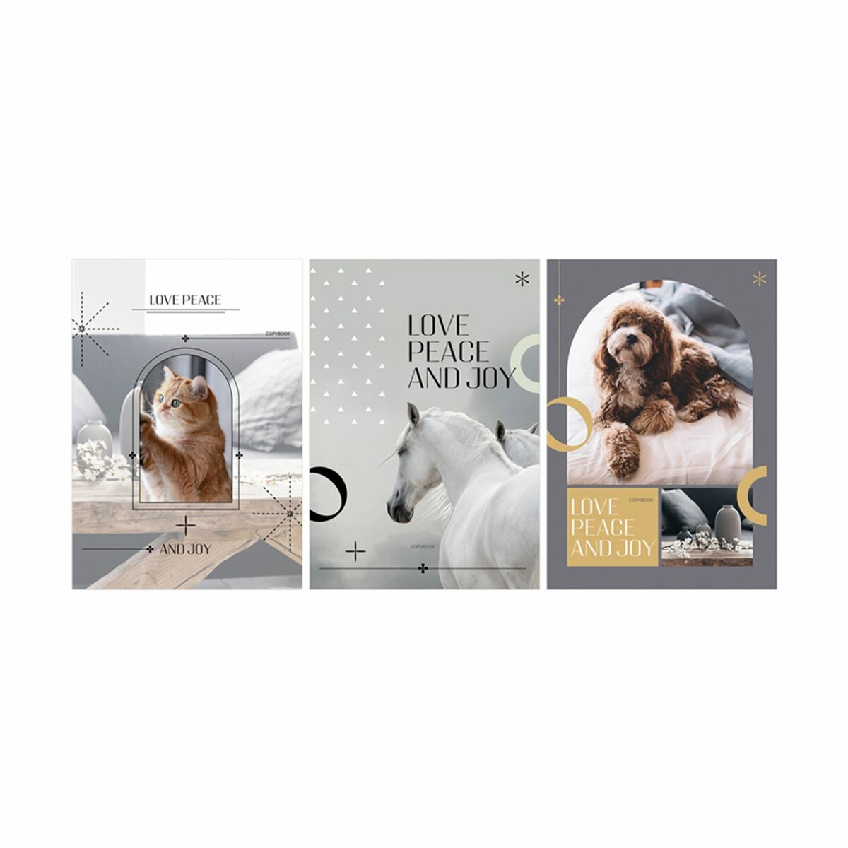 Тетрадь общая 80л, А4 BG "Любите мир" (клетка, скрепка, матовая ламинация) (Т4ск80_лм 11204), 3шт.