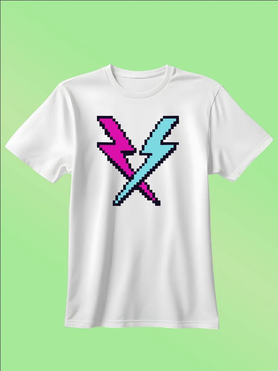 Футболка абстракция молния пиксель