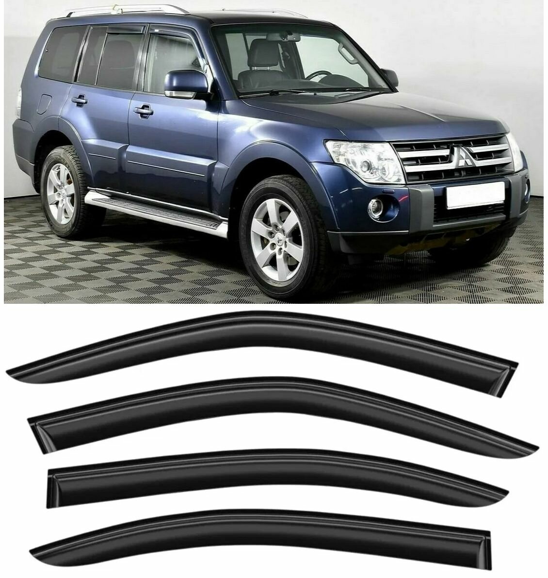 Дефлекторы боковых окон MITSUBISHI Pajero Митсубиси Паджеро 4 (2006-2011) / Pajero Паджеро 3 (1999-2006)