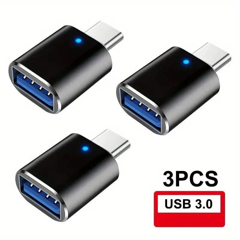 3 шт. адаптер Type-C на USB 3.0 Black